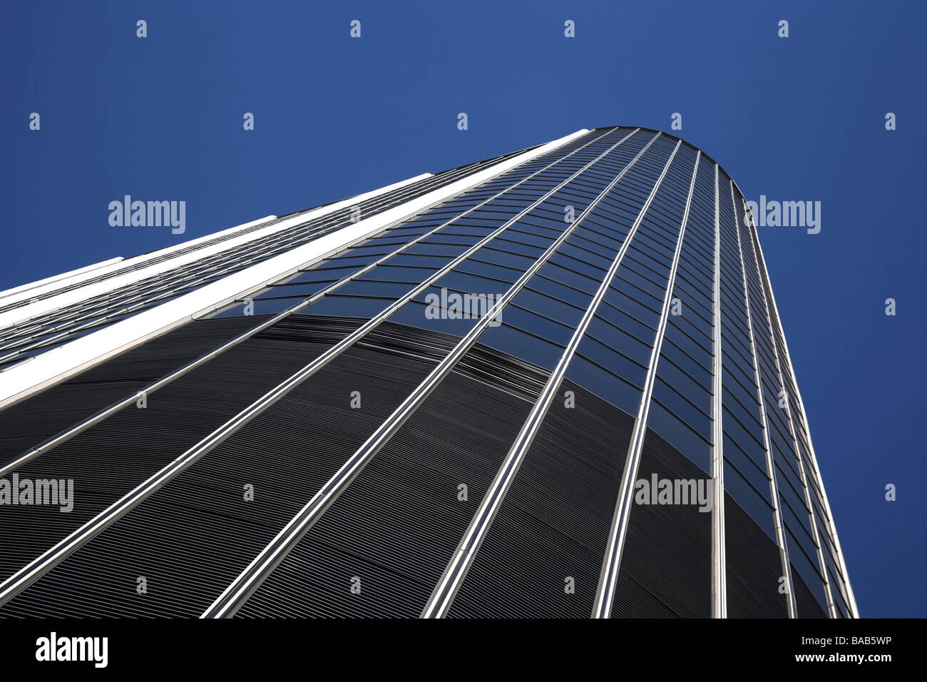 Extremely tall high rise building in downtown Los Angeles California ...