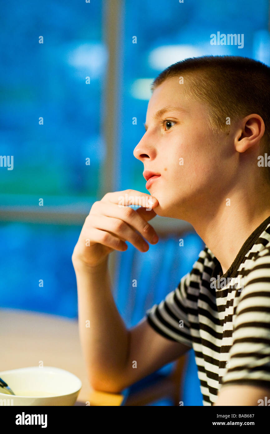 Boy Having Soup For Dinner Sweden Stock Photo - Alamy