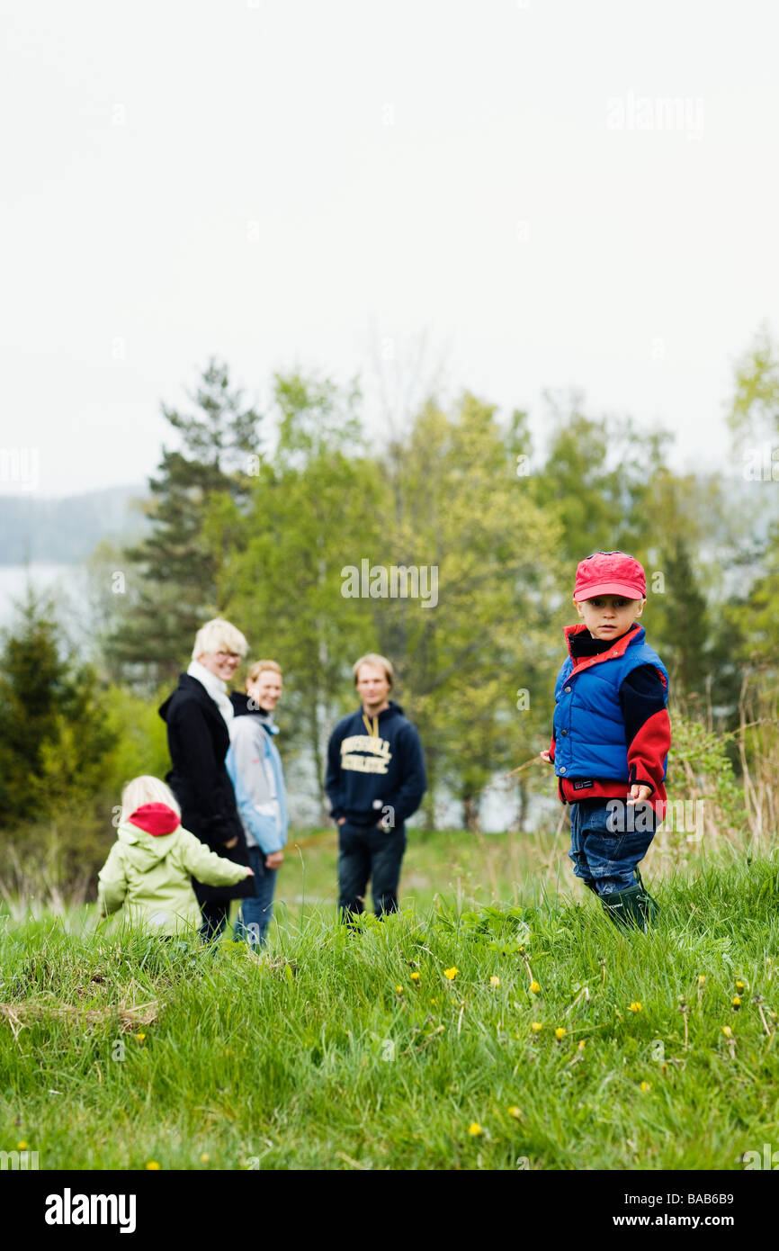 Children and adults outdoors, Sweden Stock Photo - Alamy