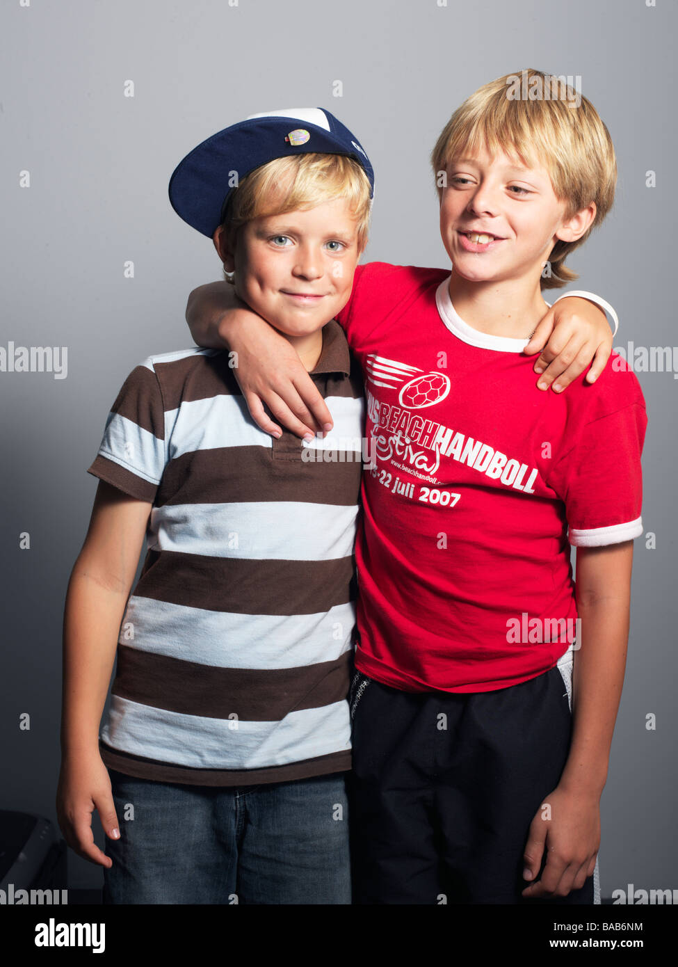 Portrait Of Two Boys Stock Photo - Alamy