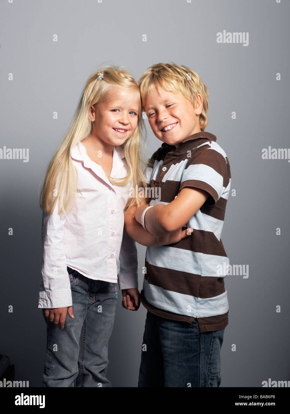 Portrait Of A Boy And A Girl Stock Photo - Alamy