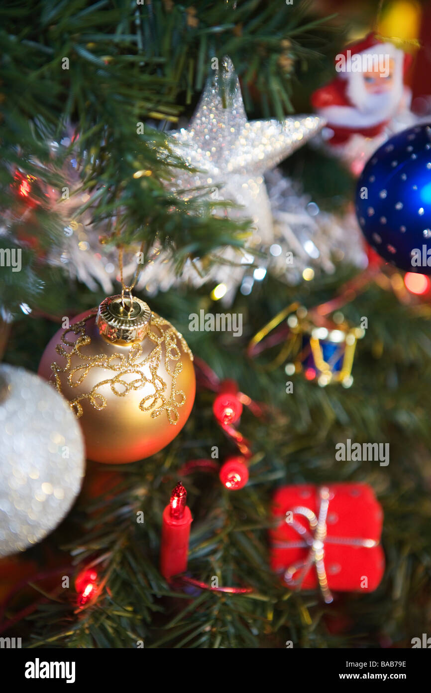 A Christmas tree and Christmas tree decorations, Sweden Stock Photo - Alamy