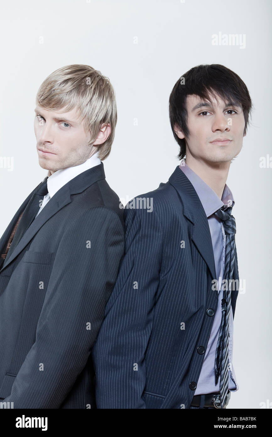 two male expressive young men on isolated background Stock Photo - Alamy