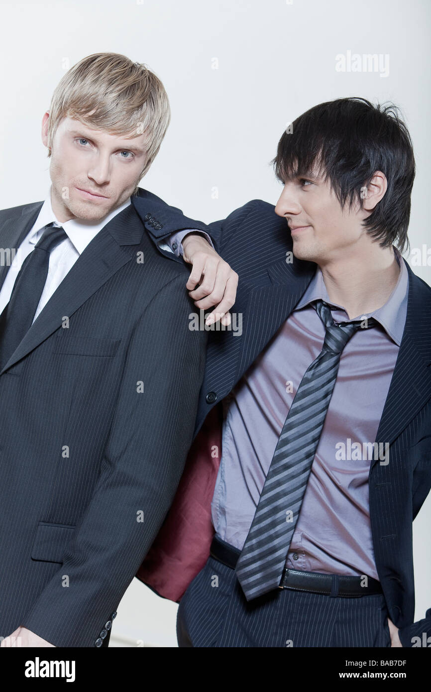 two male expressive young men on isolated background Stock Photo - Alamy