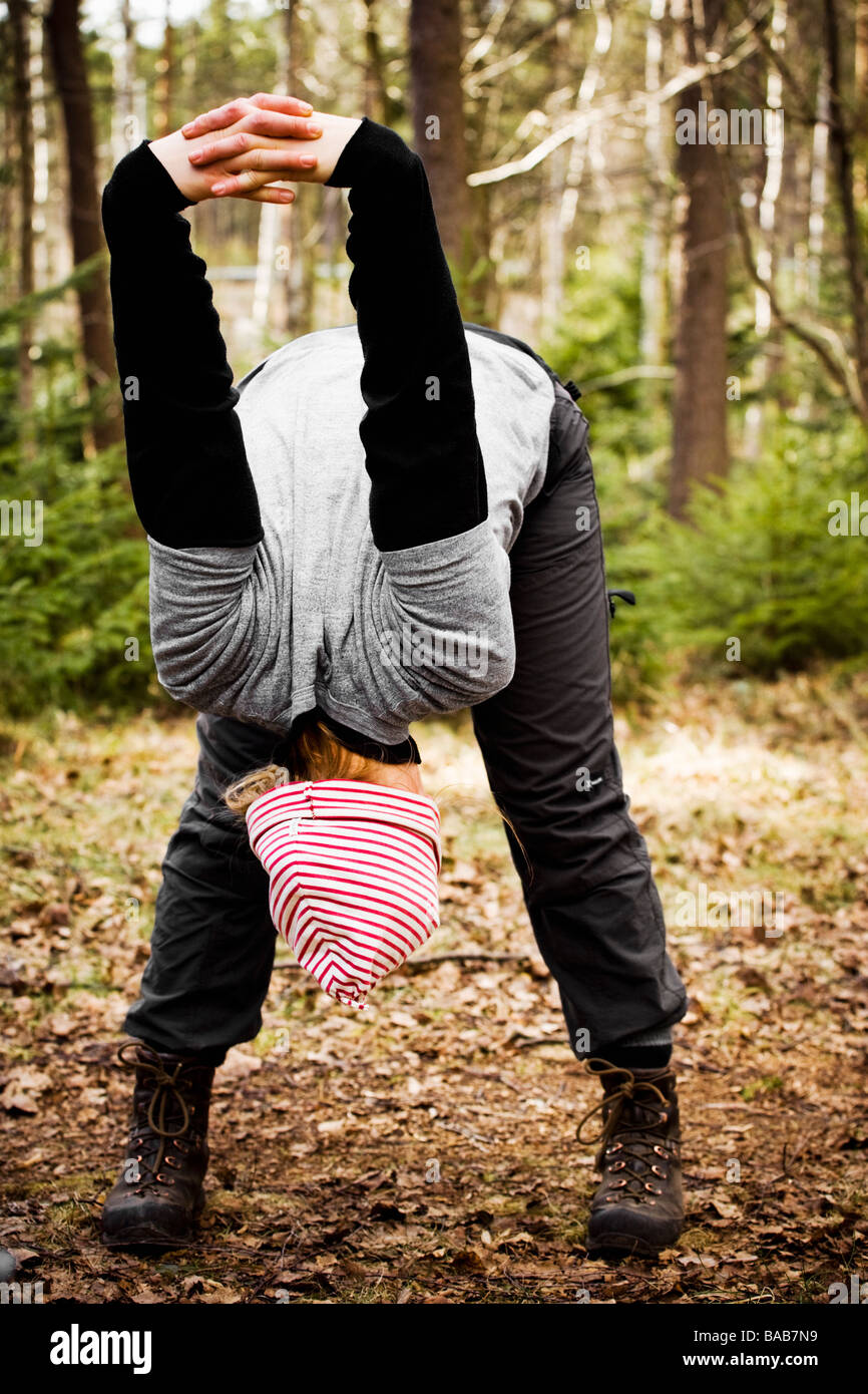 A woman doing stretching exercises Sweden Stock Photo - Alamy