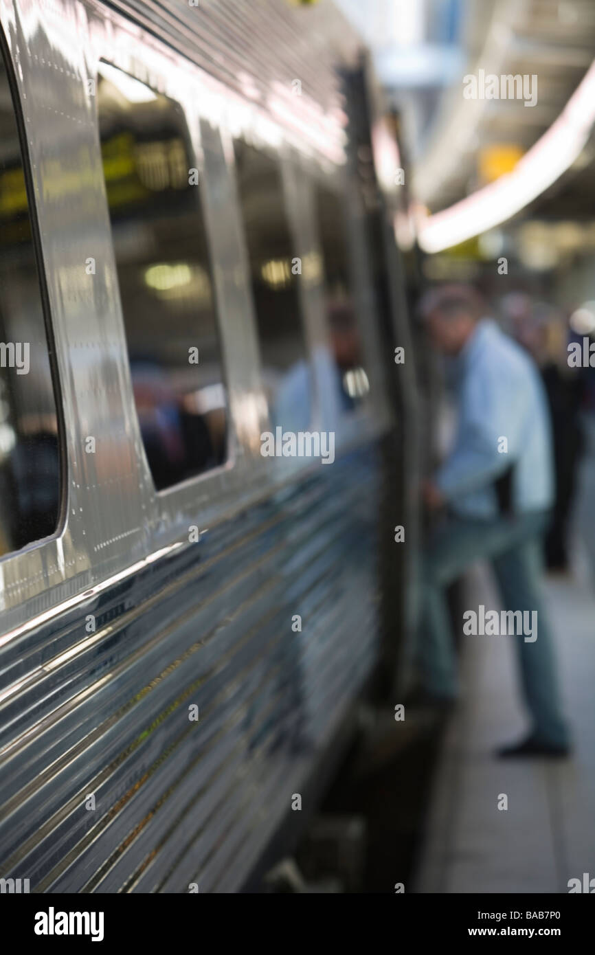 People get up into a train Stockholm Sweden Stock Photo - Alamy