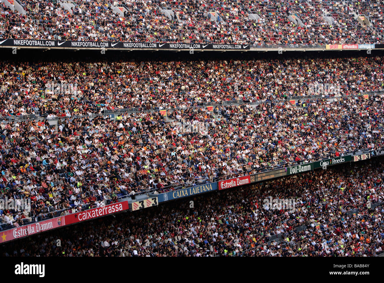 Spectators in a soccer stadium, Barcelona Stock Photo - Alamy