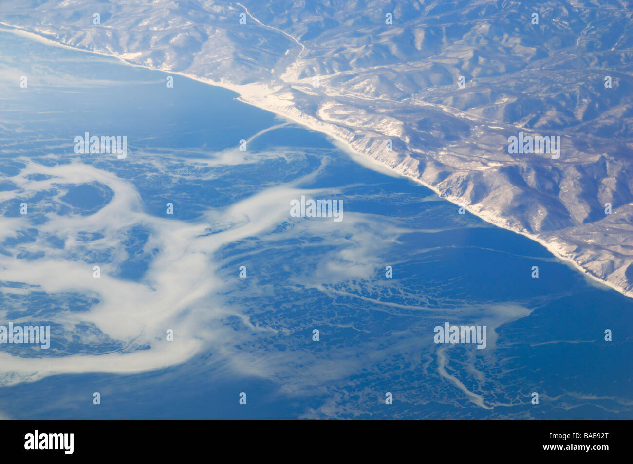 The Russian coastline along the Sea of Japan (aerial), Primorsky Krai ...
