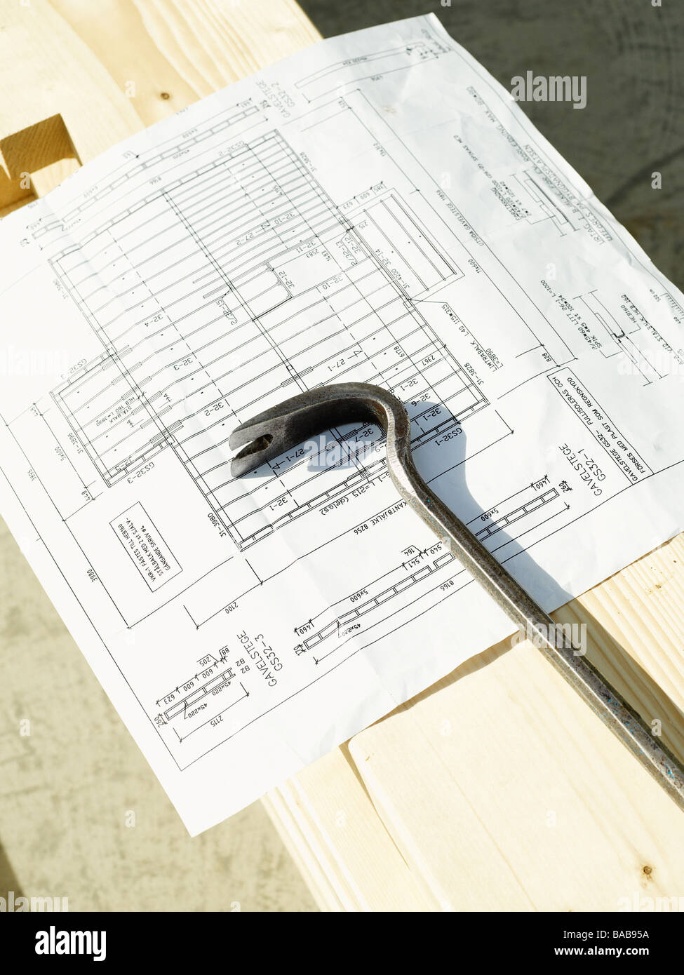 Plan and a crowbar Sweden Stock Photo - Alamy