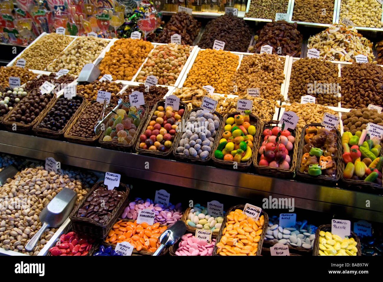 Nuts and Sweets on sale in market Stock Photo - Alamy