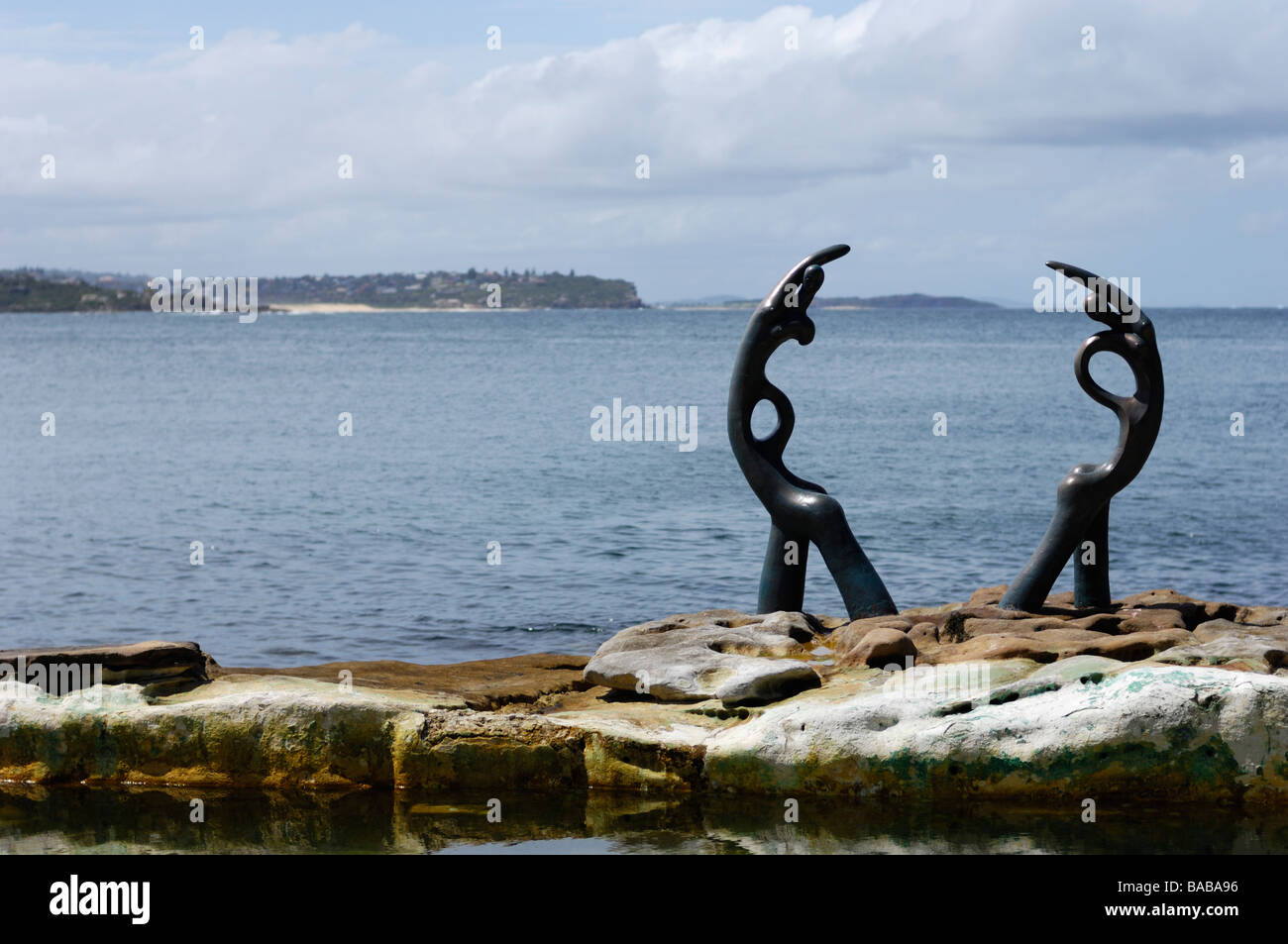 Beach sculpture seen from Marine Parade, Manly, near Sydney, NSW ...