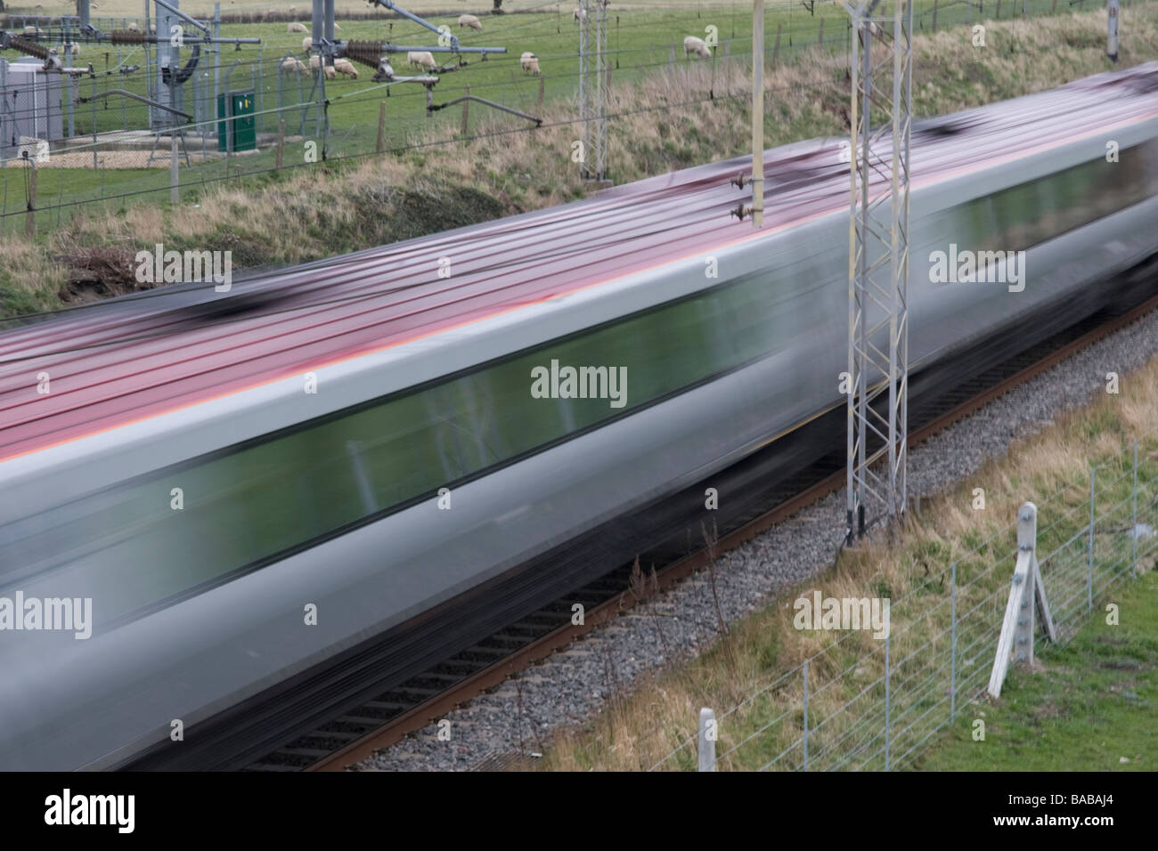 Virgin Train at Speed on West Coast Main Line Great Britain Stock Photo ...