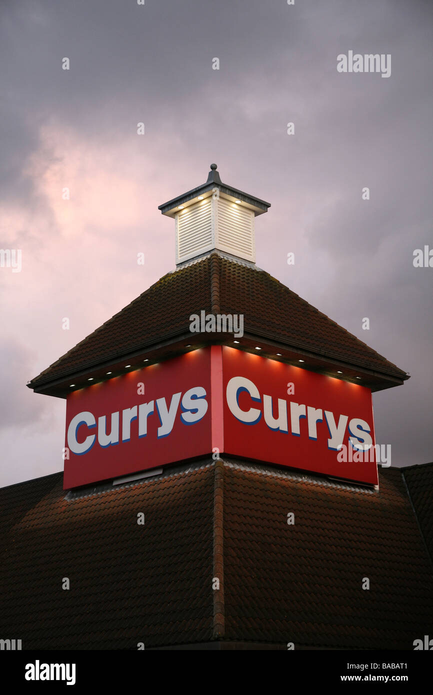 A rooftop sign for a Currys store Stock Photo - Alamy