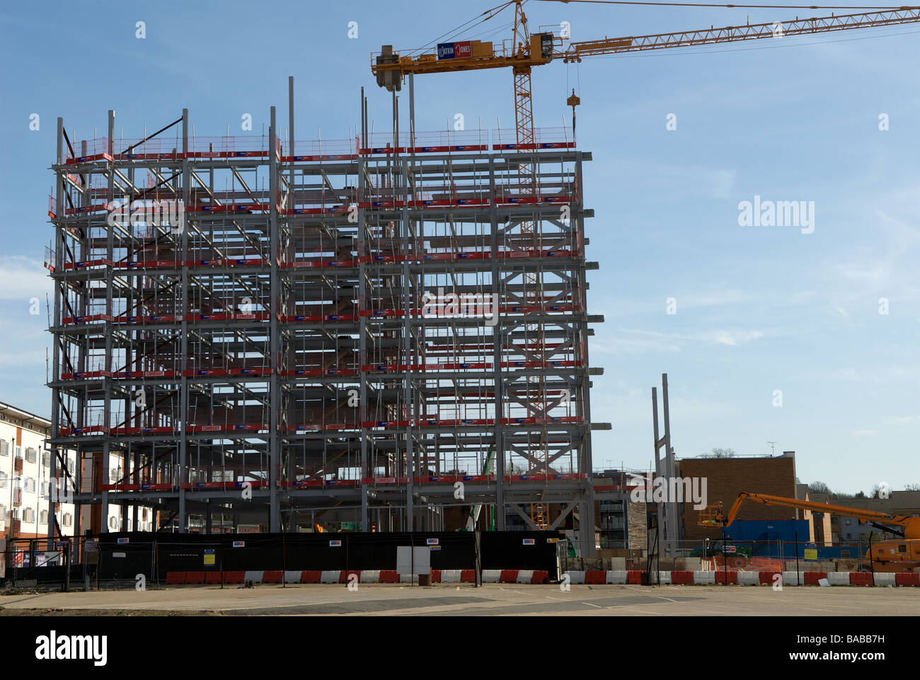 Steel frame of a new high-rise building part of the new university ...