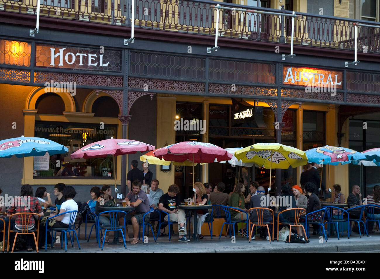 Patrons outside the Austral Hotel, Adelaide, South Australia Stock ...