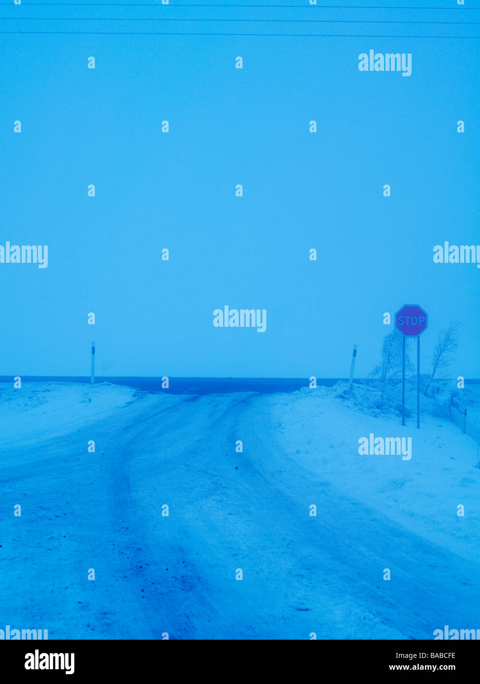 Blue winterlandscape Sweden Stock Photo - Alamy