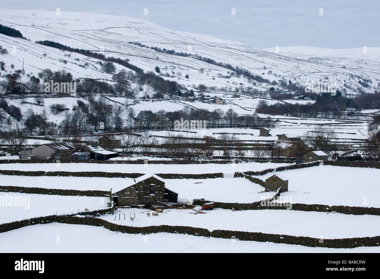Gunnerside Yorkshire Dales in winter Stock Photo - Alamy