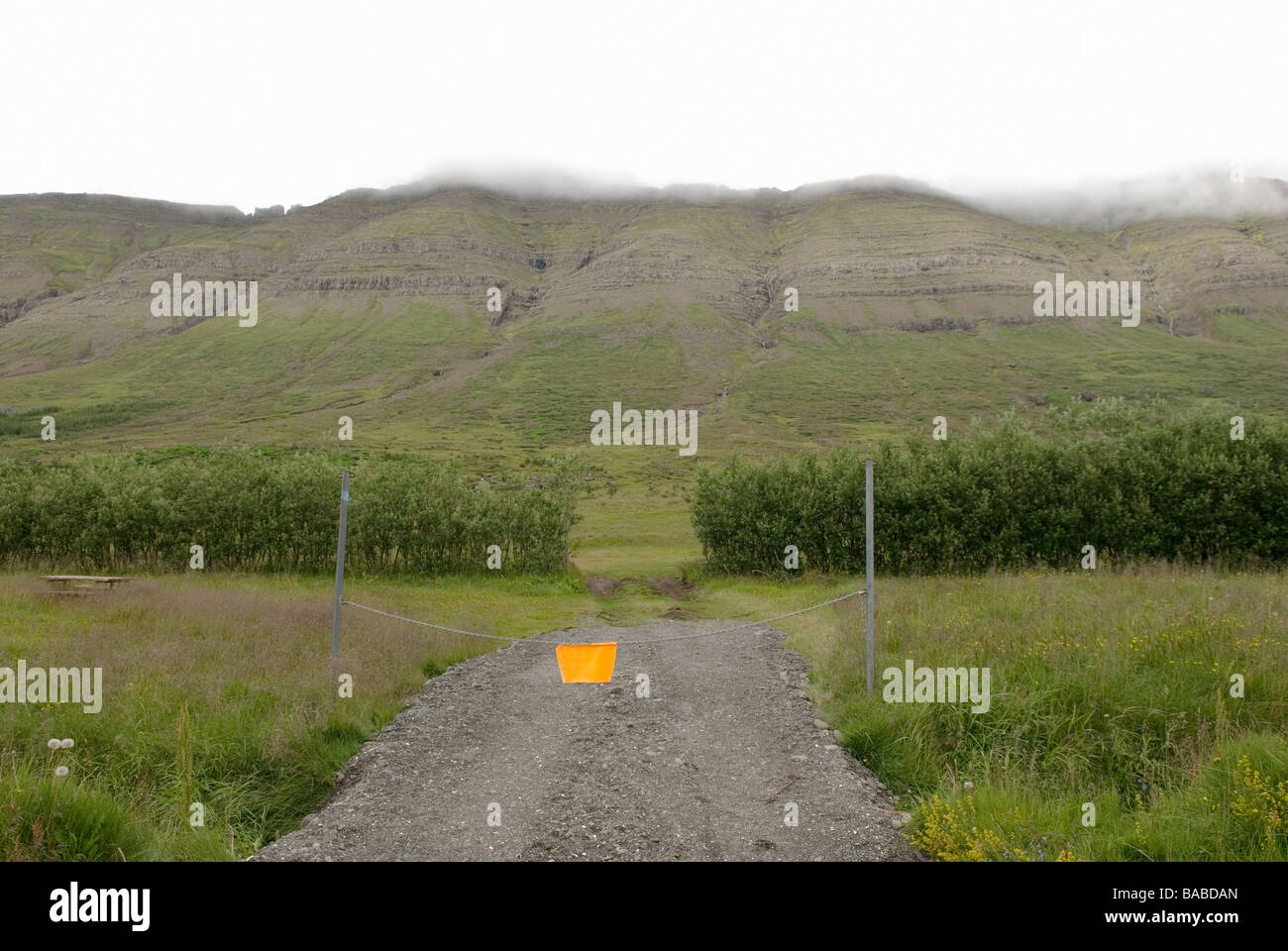 A road blocking on a country road Island Stock Photo - Alamy