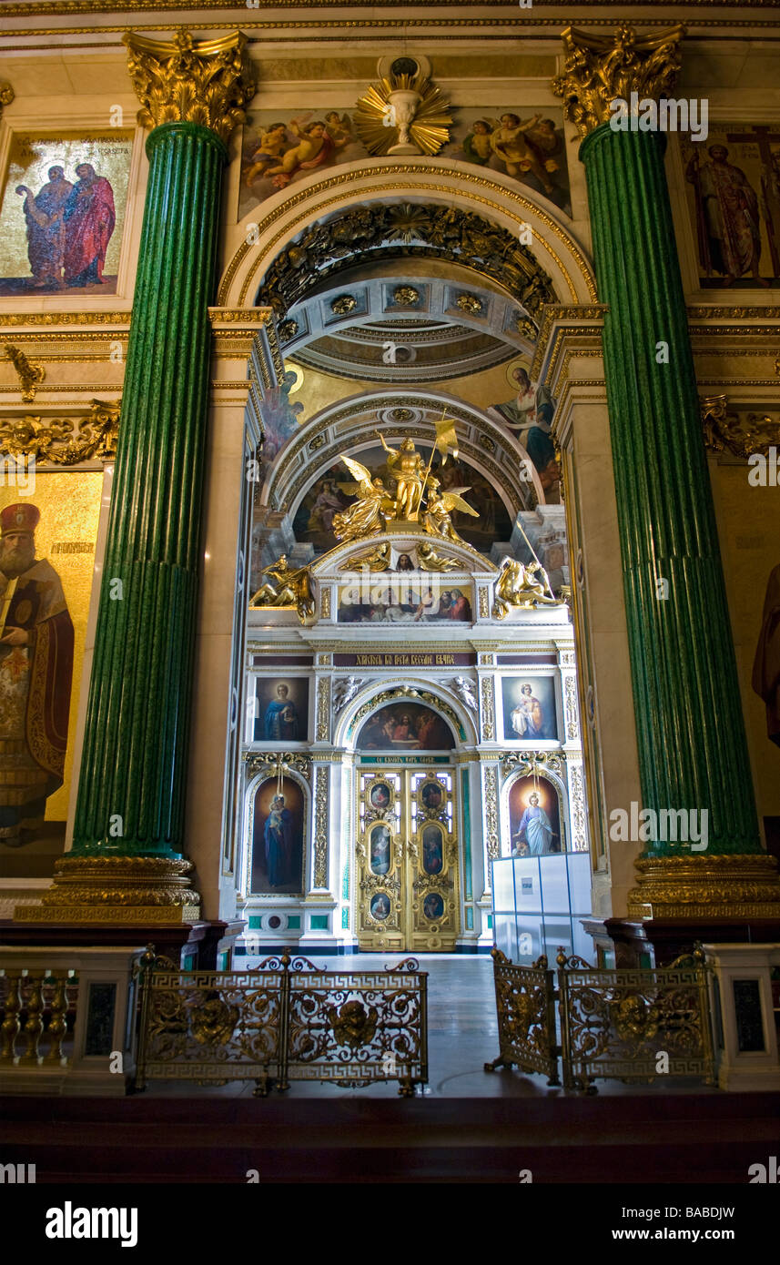 Interior of Saint Isaac's Cathedral Showing two of the Malachite ...