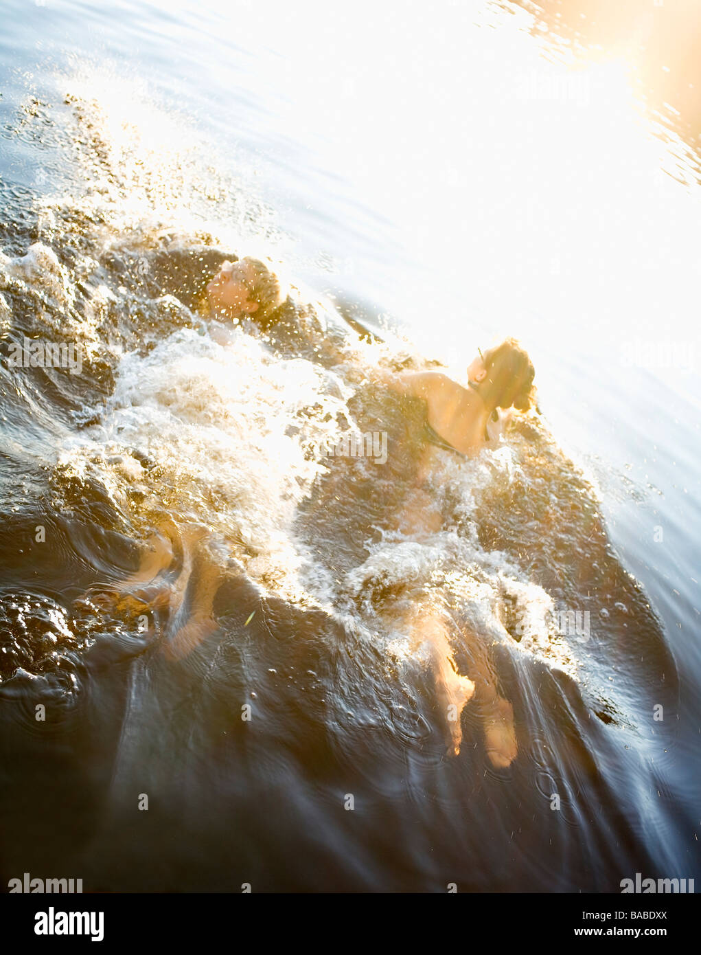 Two women swimming in a lake Nacka Sweden Stock Photo - Alamy