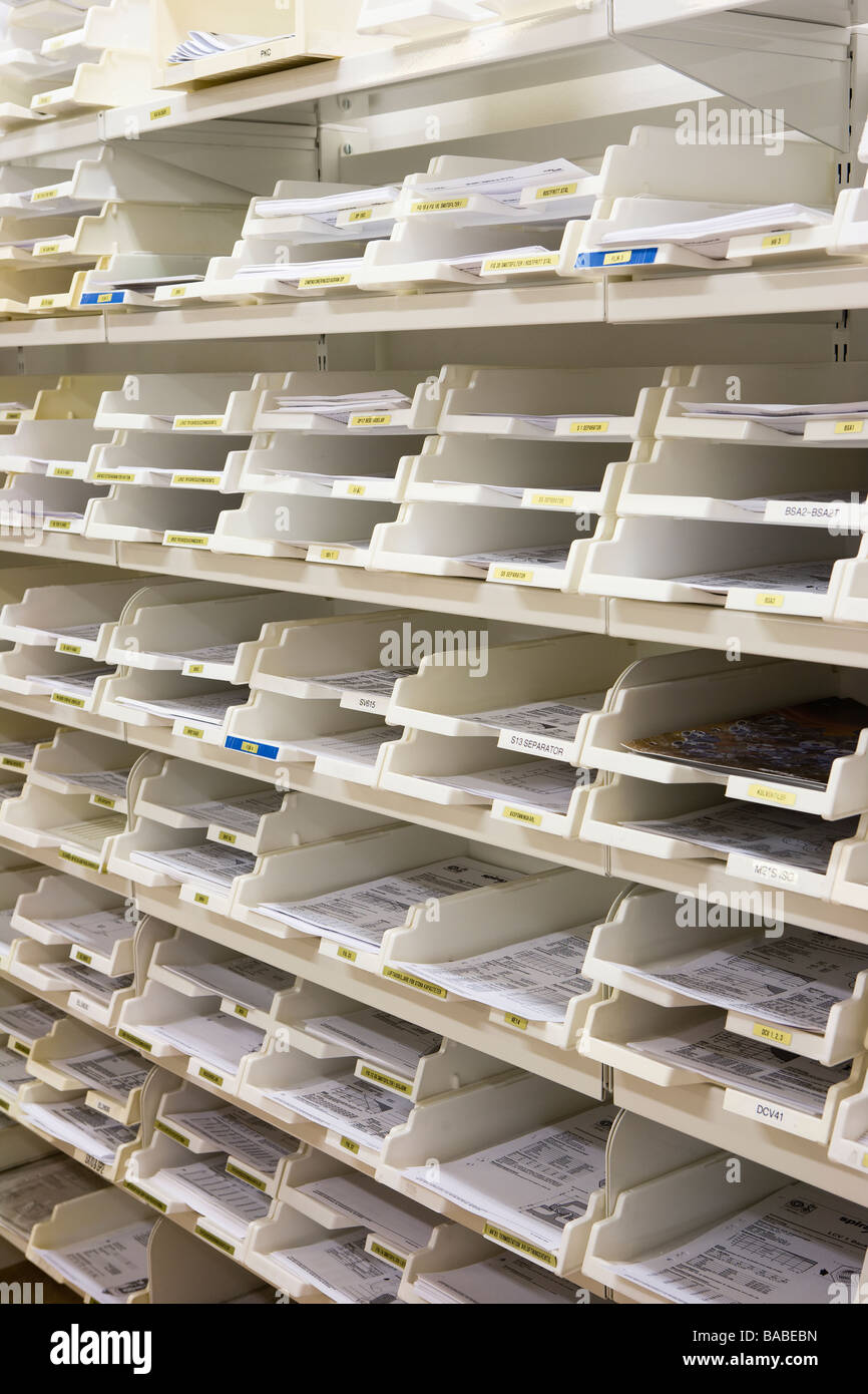 Post-office boxes in an office Stock Photo - Alamy