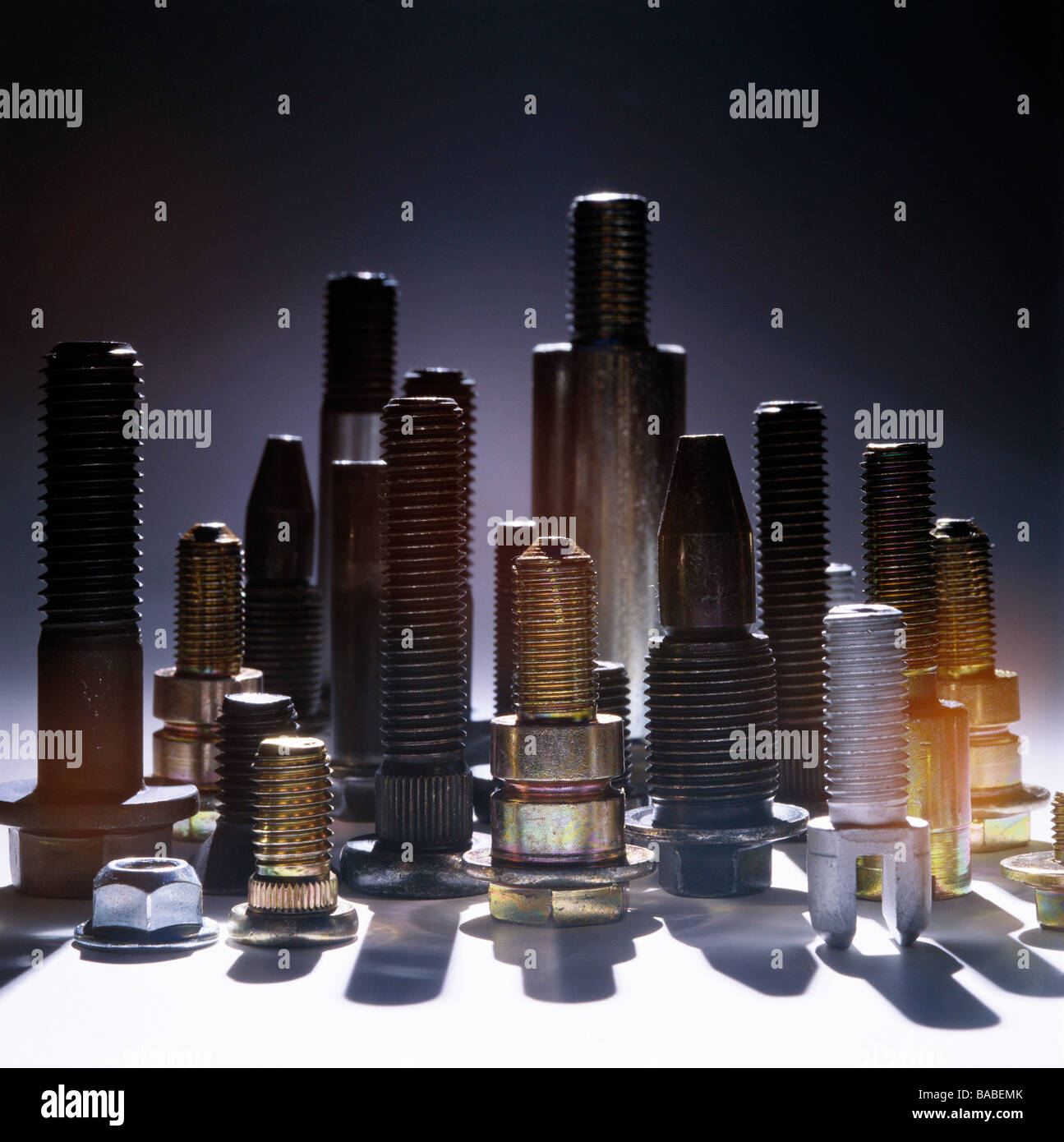 Screw bolts as a skyline Sweden Stock Photo - Alamy