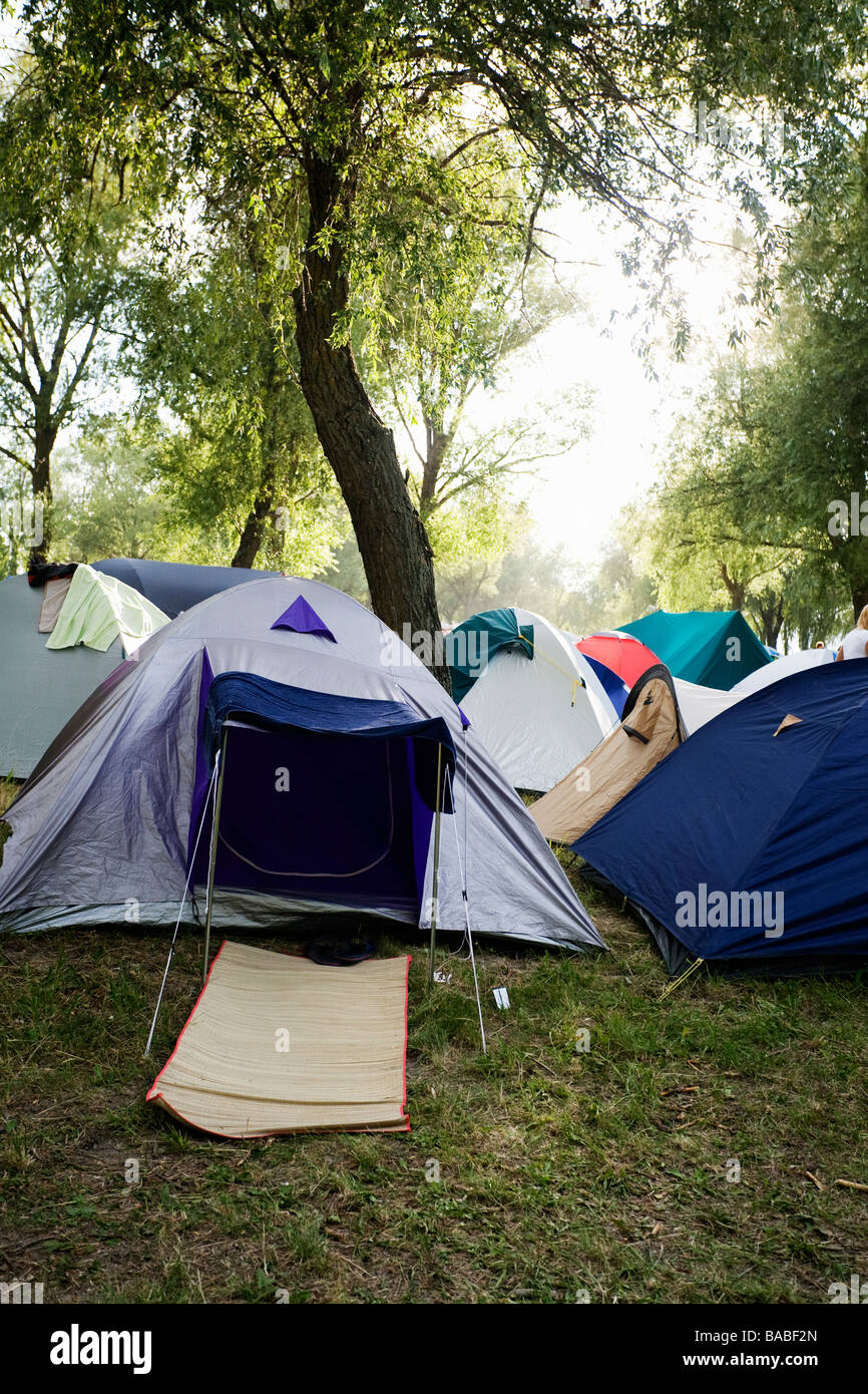 Tents in a camping place Hungary Stock Photo - Alamy
