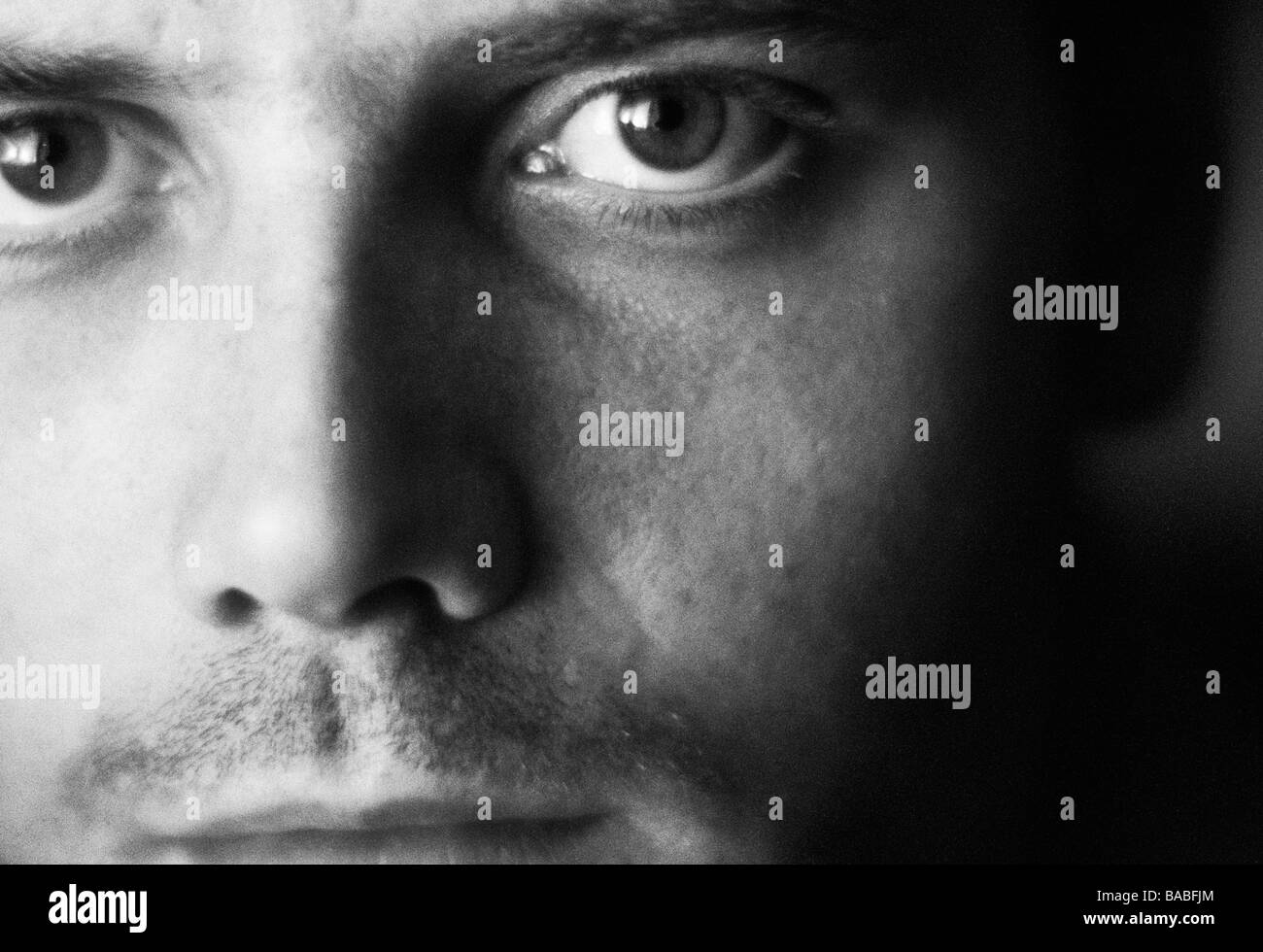 Close up face upset man Black and White Stock Photos & Images - Alamy