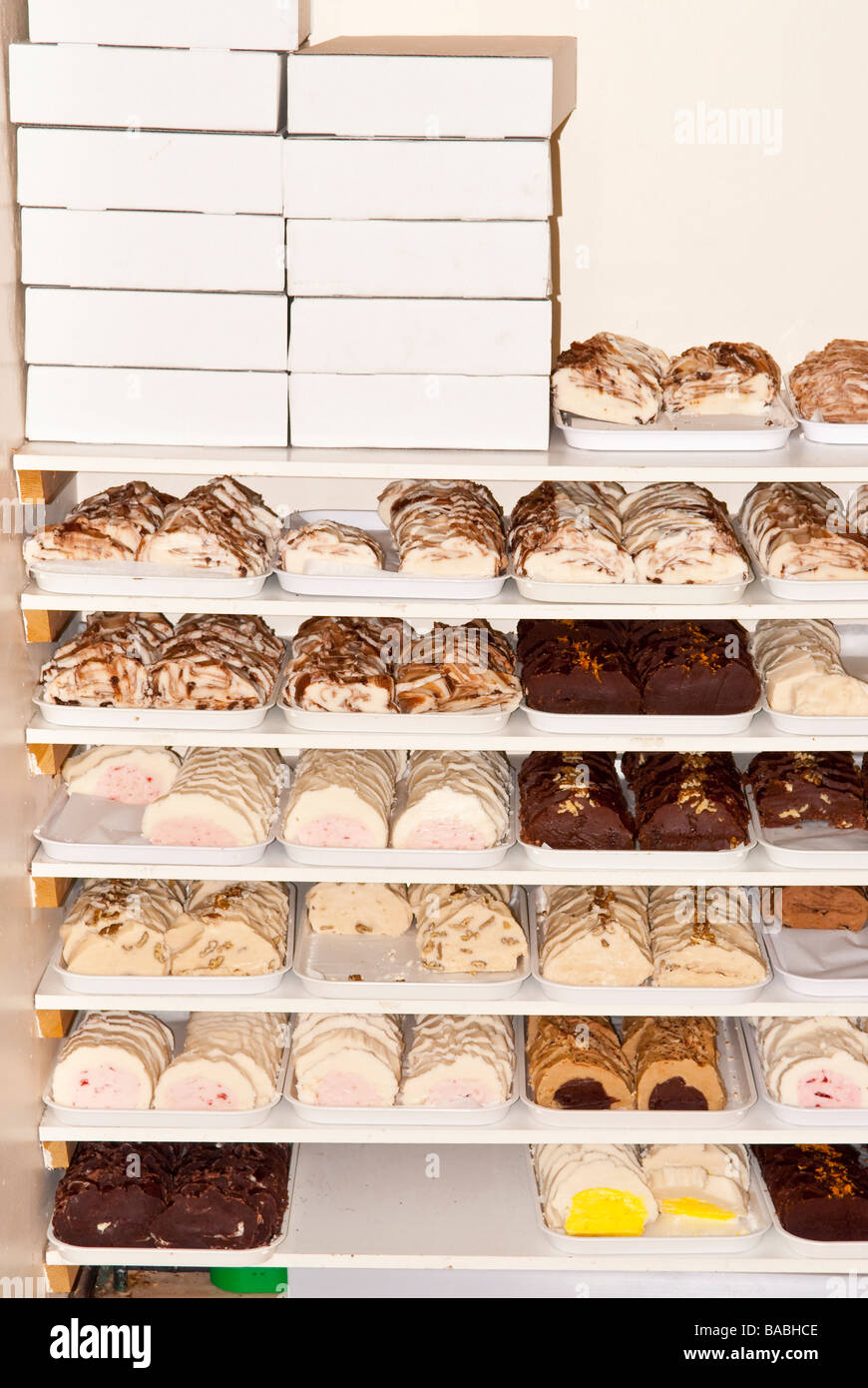 A selection of freshly made homemade fudge at Jim Garrahy's fudge ...