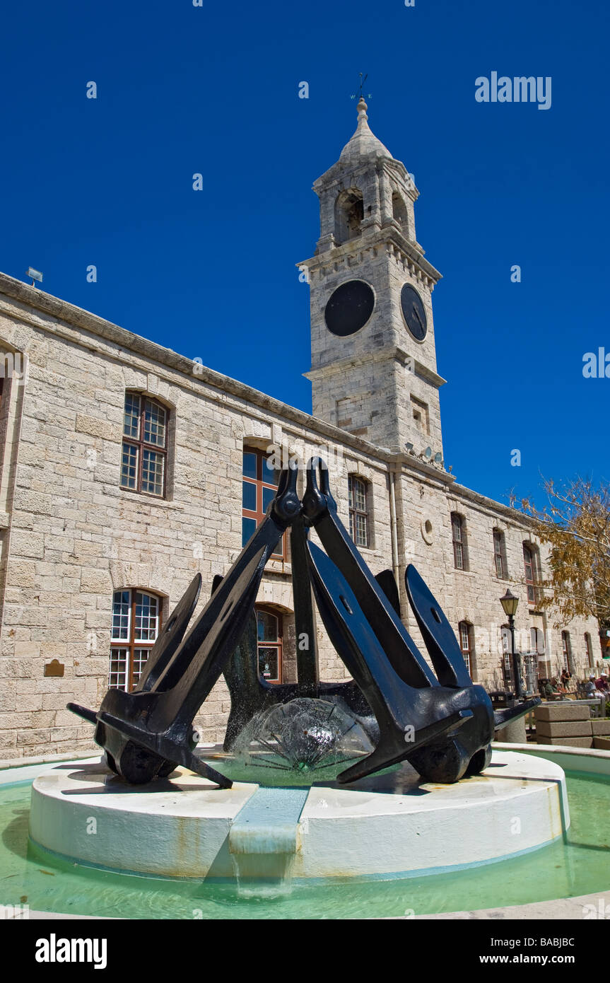 The Clock Tower and Anchor Fountain at the Royal Naval Dockyard at the ...