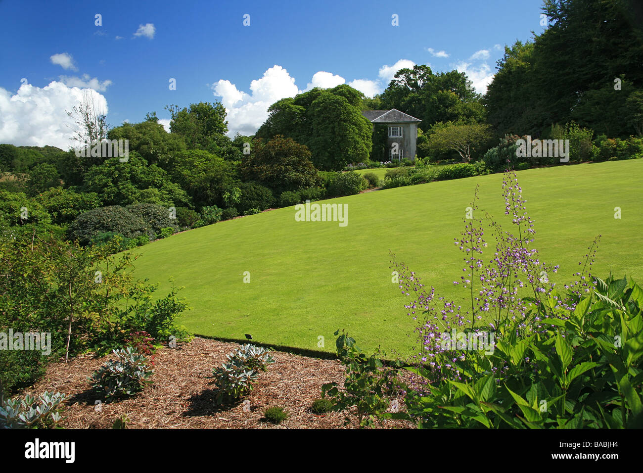 The Front Lawn of The Garden House at Buckland Monachorum, Devon ...