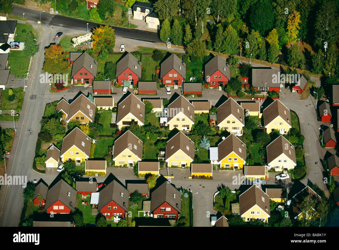 Scandinavian row house and tree hi-res stock photography and images - Alamy