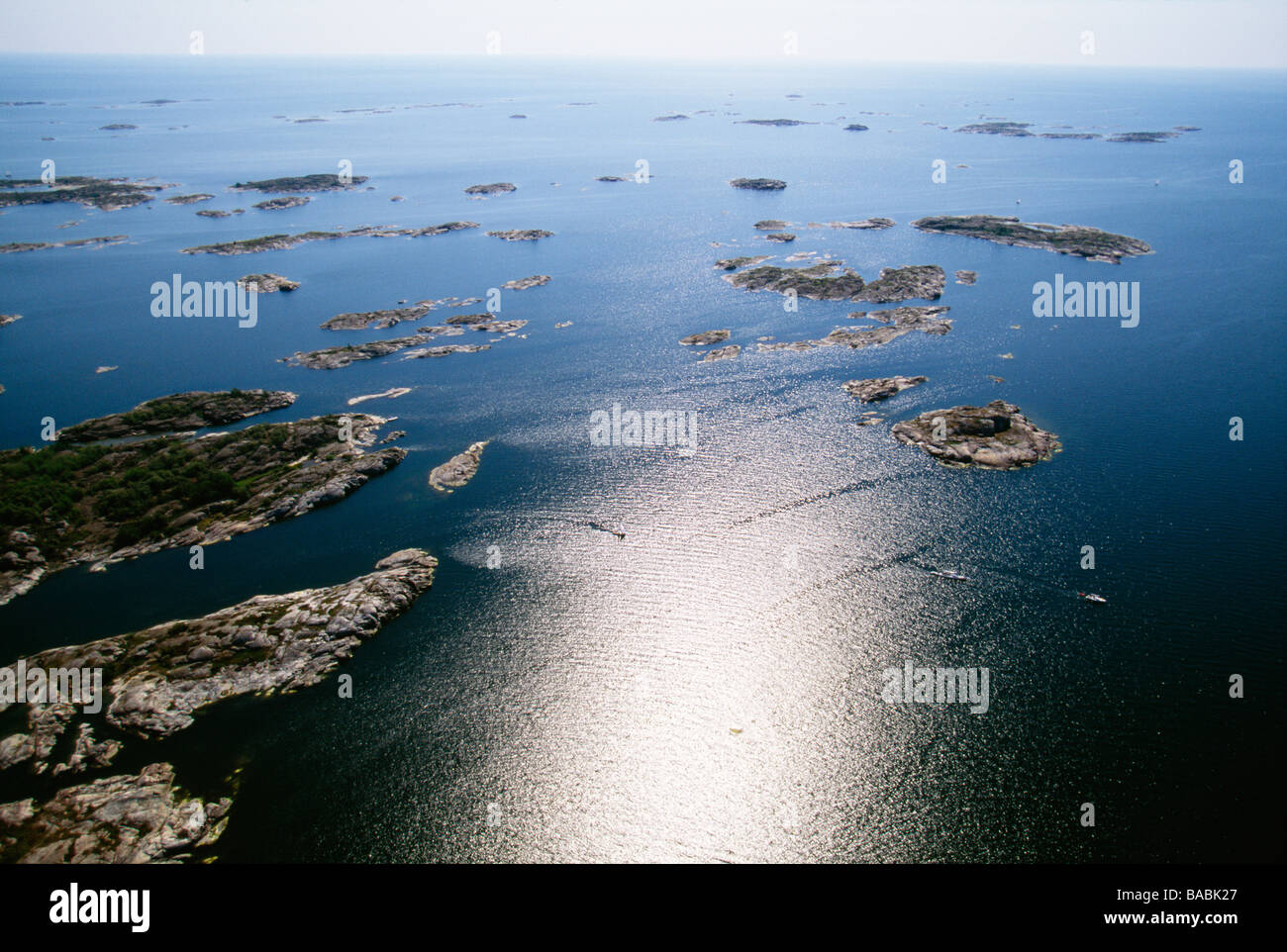 Aerial view of landscape and large expanse of water hi-res stock ...