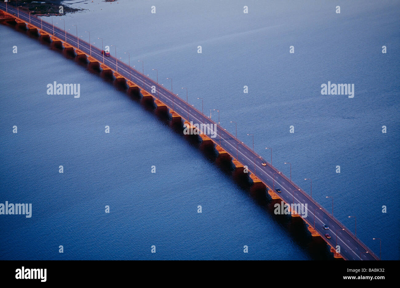 Long bridge over sea Stock Photo - Alamy