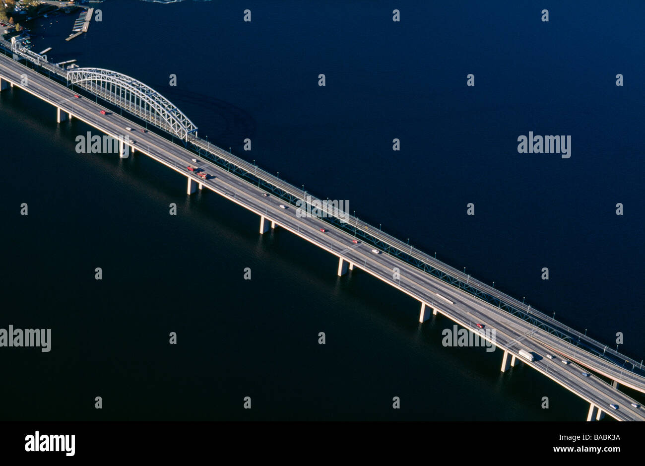 Bridge over river elevated view Stock Photo - Alamy