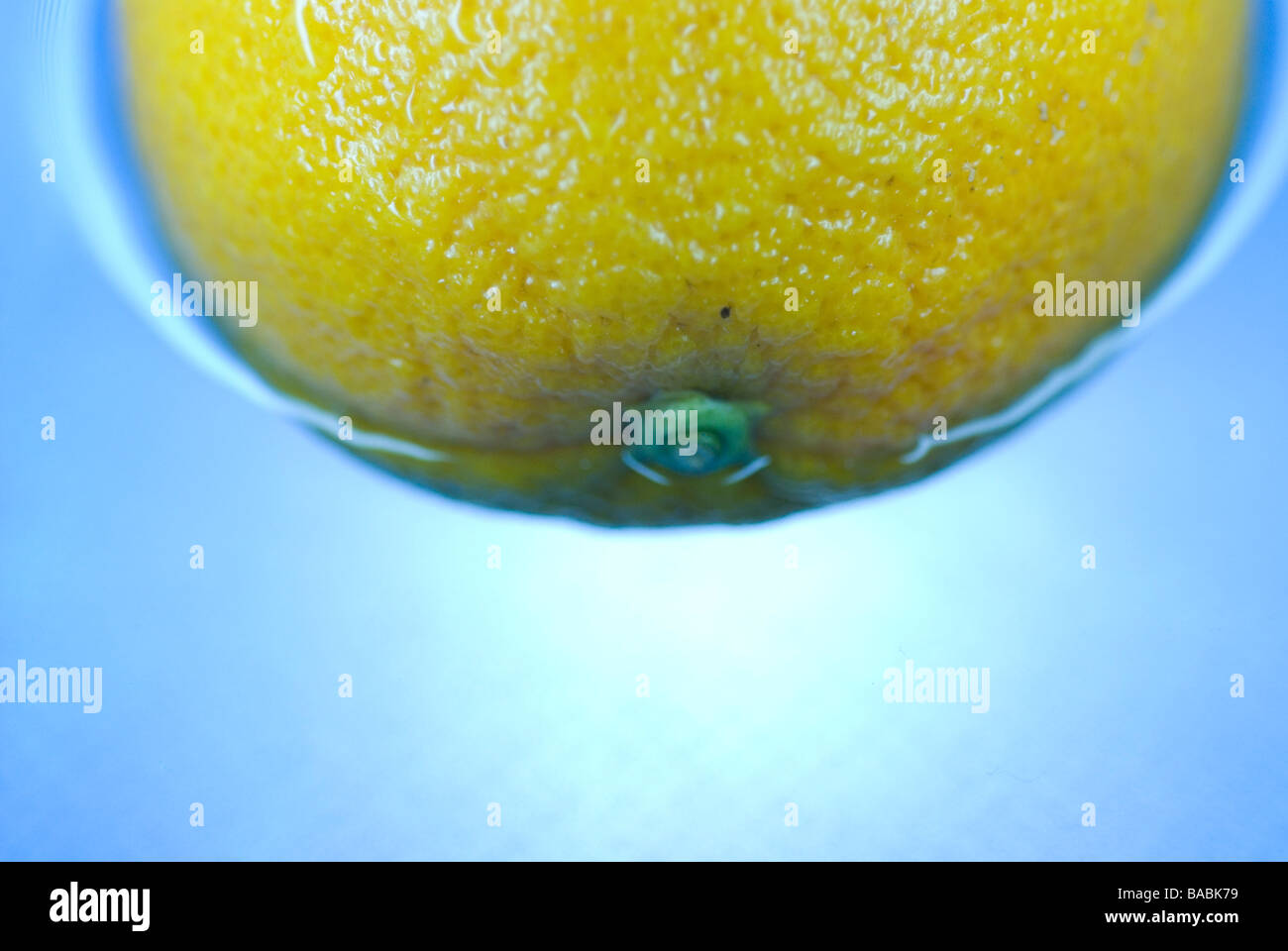 Lemon floating in blue water background, close-up Stock Photo - Alamy