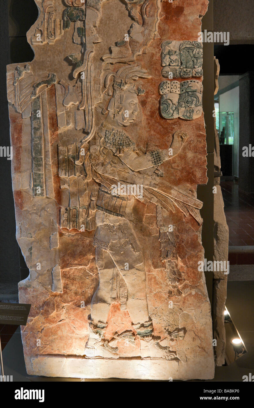 A bas relief in the Palenque museum that depicts Upakal K inich the son ...