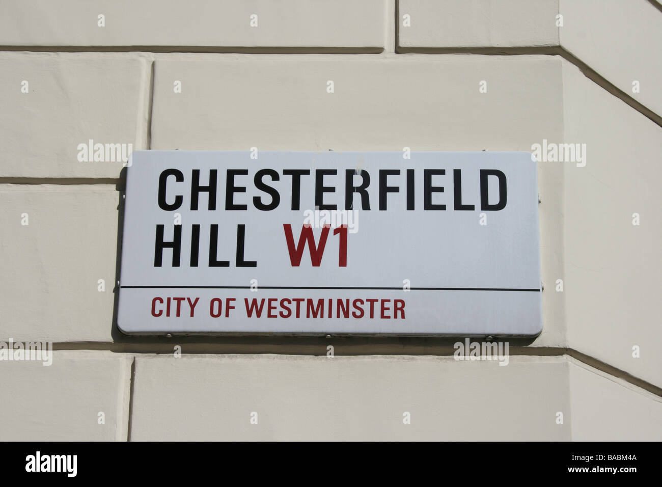London Chesterfield Hill W1 plaque Stock Photo - Alamy