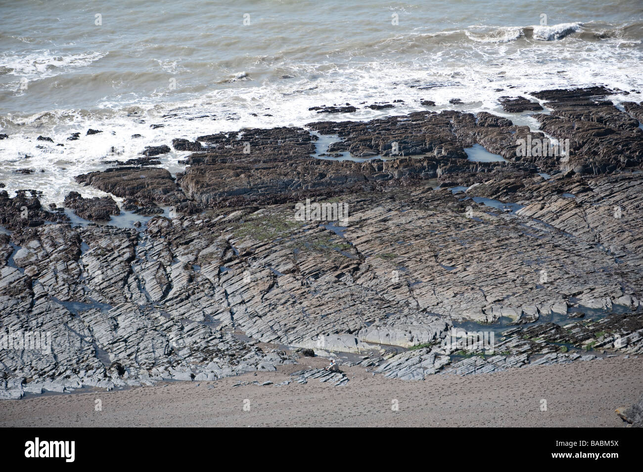 A wave cut platform seen from above west wales coast UK Stock Photo - Alamy