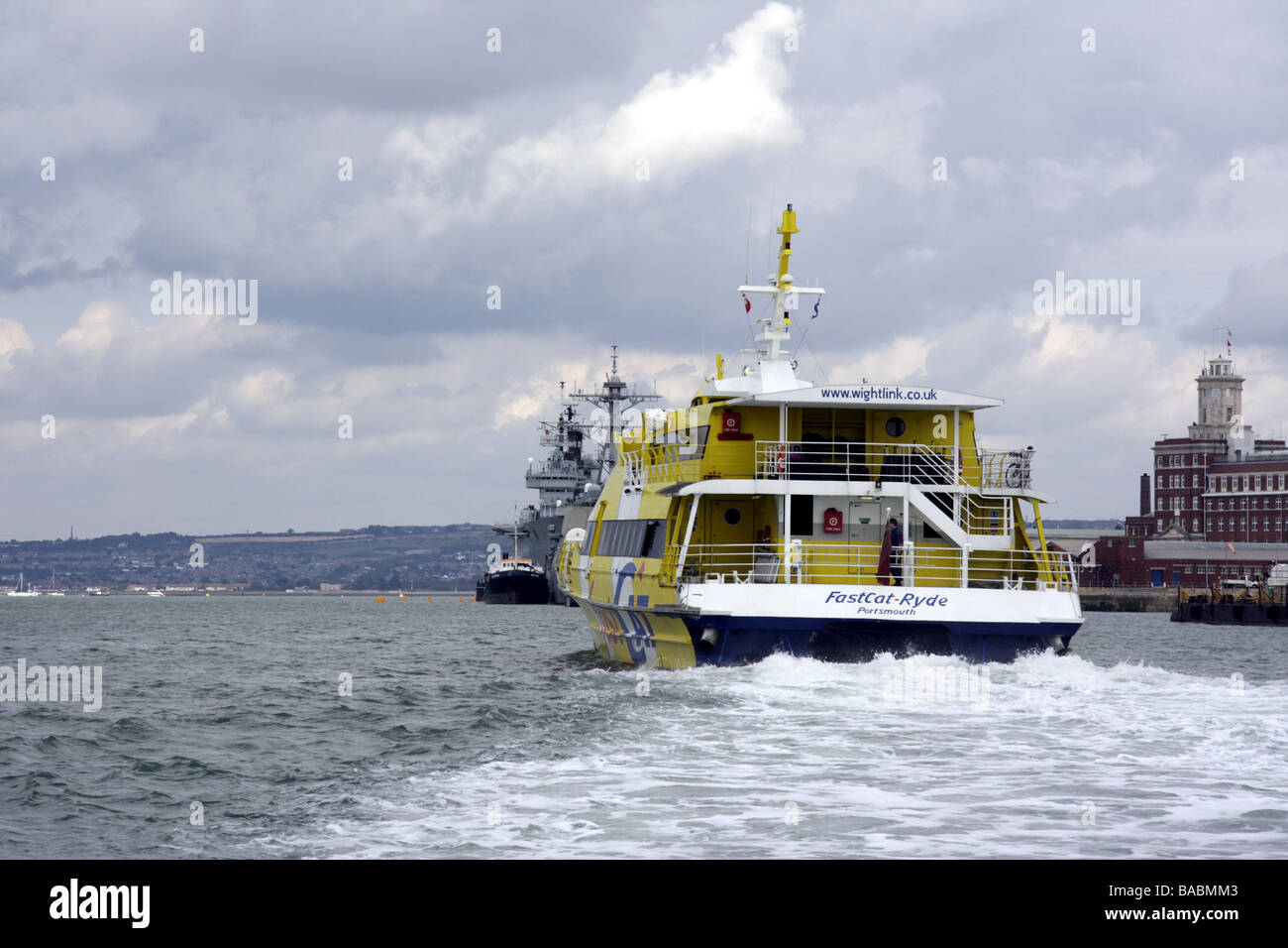 The Fast Cat ferry leaving Portsmouth harbour Stock Photo - Alamy