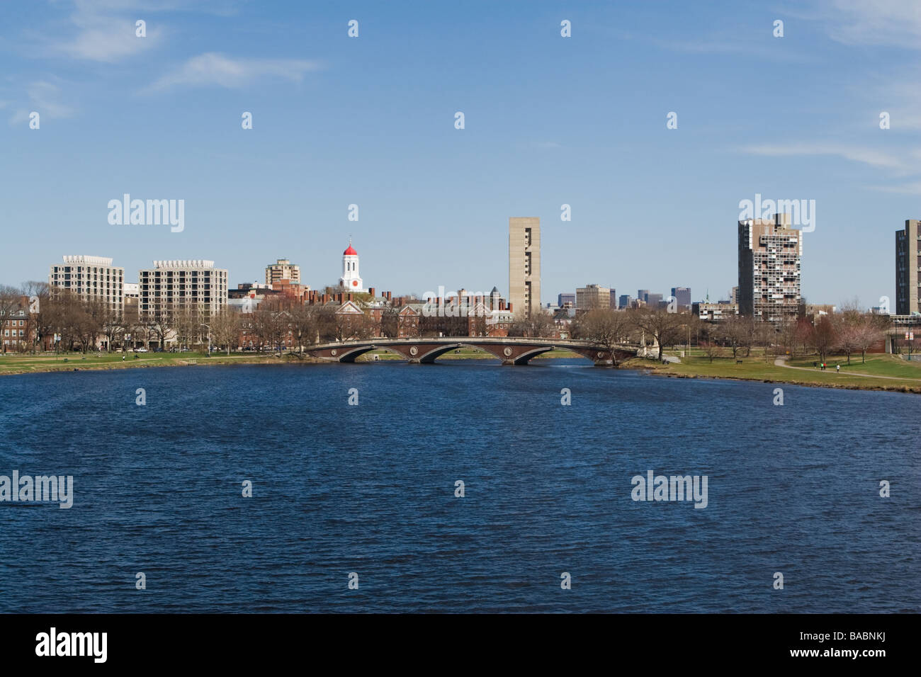 Charles River and Weeks Bridge, Cambridge Massachusetts. Harvard ...