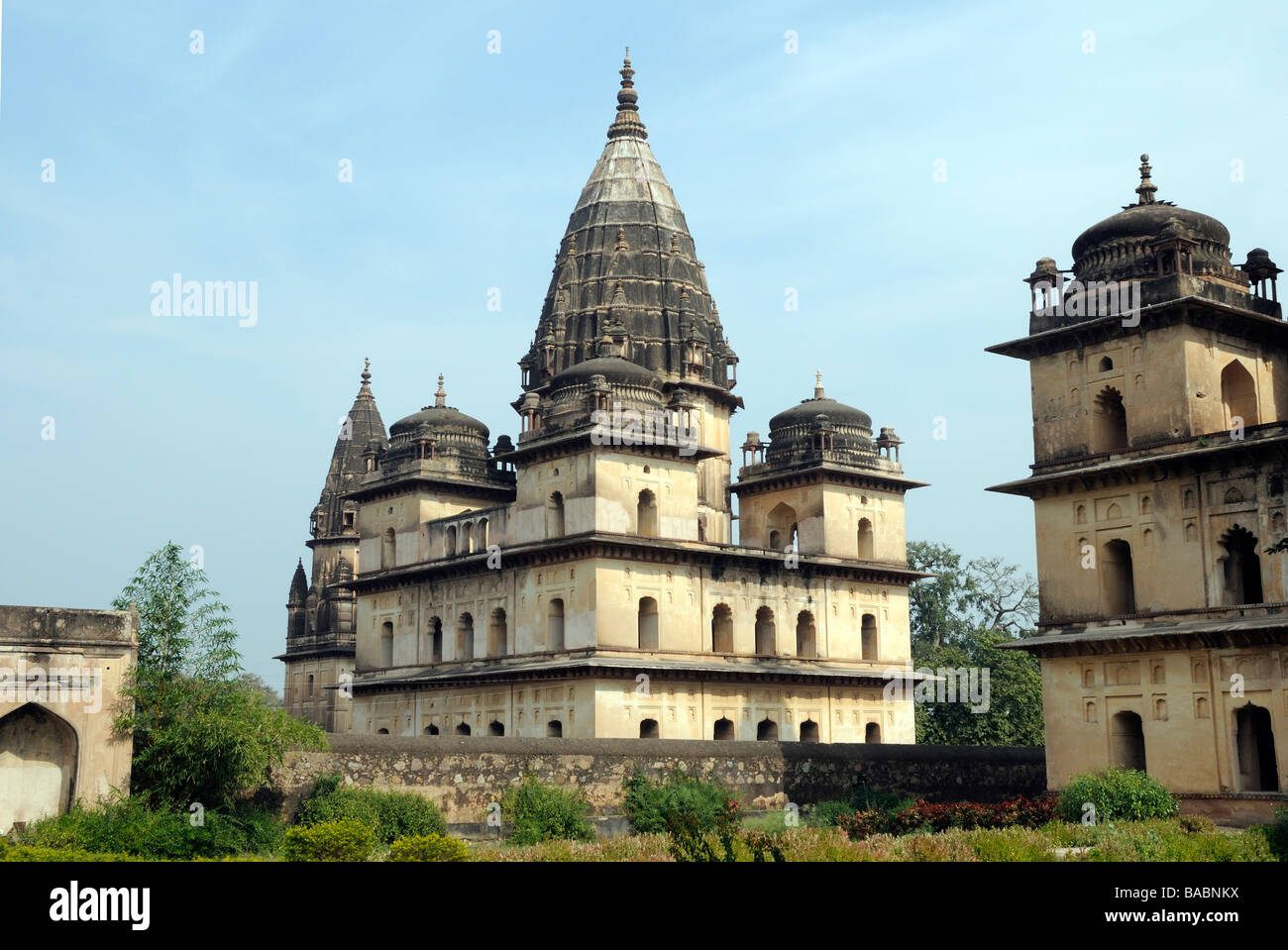Chhatris, cenotaph, of Bundela king. Orchha, Madhya Pradesh, Republic ...