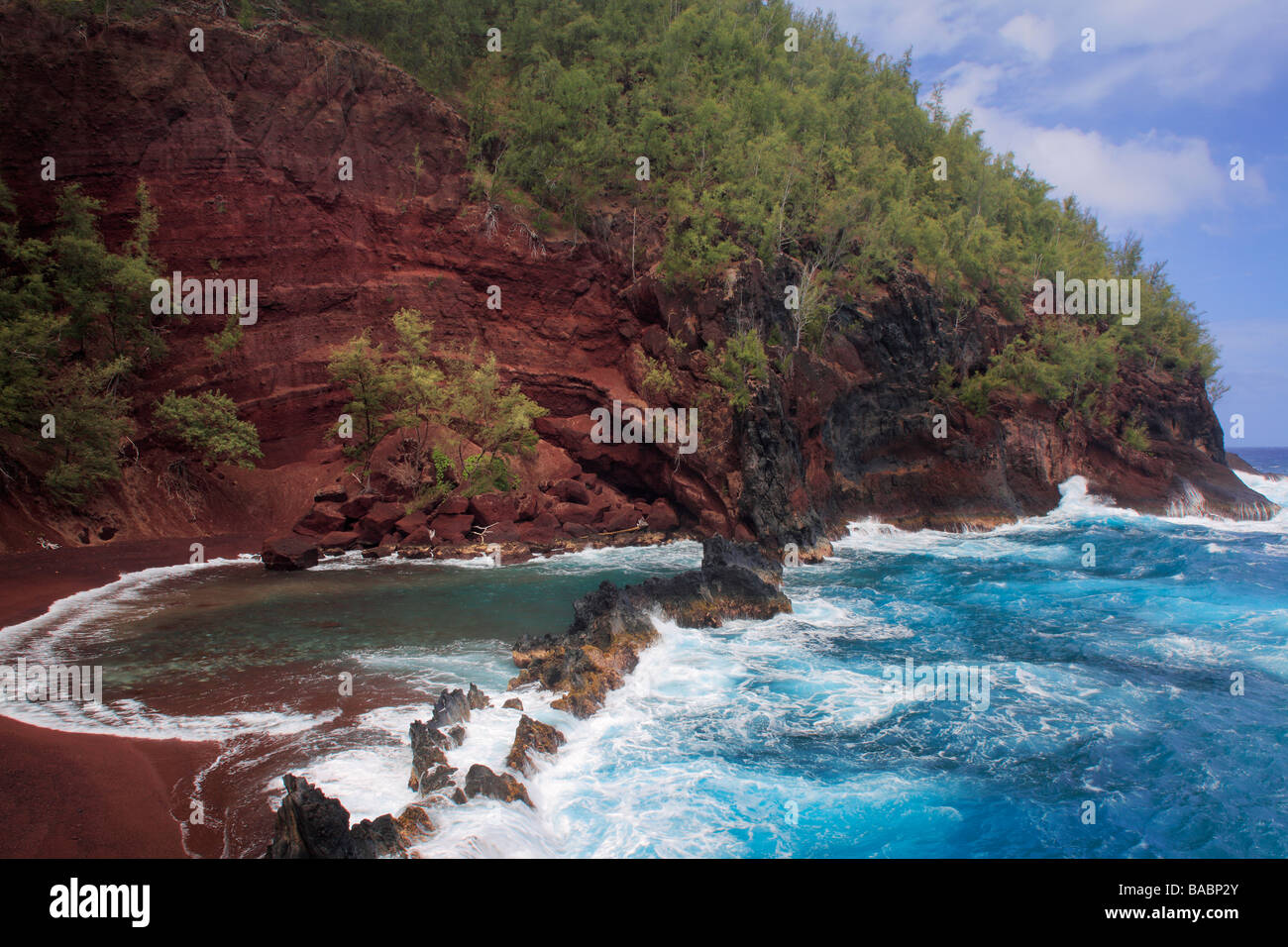 Red sand beach in Hana, Maui, Hawaii Stock Photo - Alamy