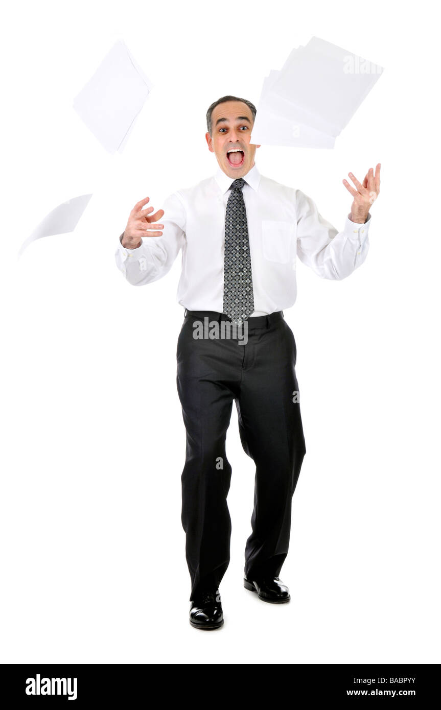 Middle aged businessman celebrating documents hi-res stock photography ...