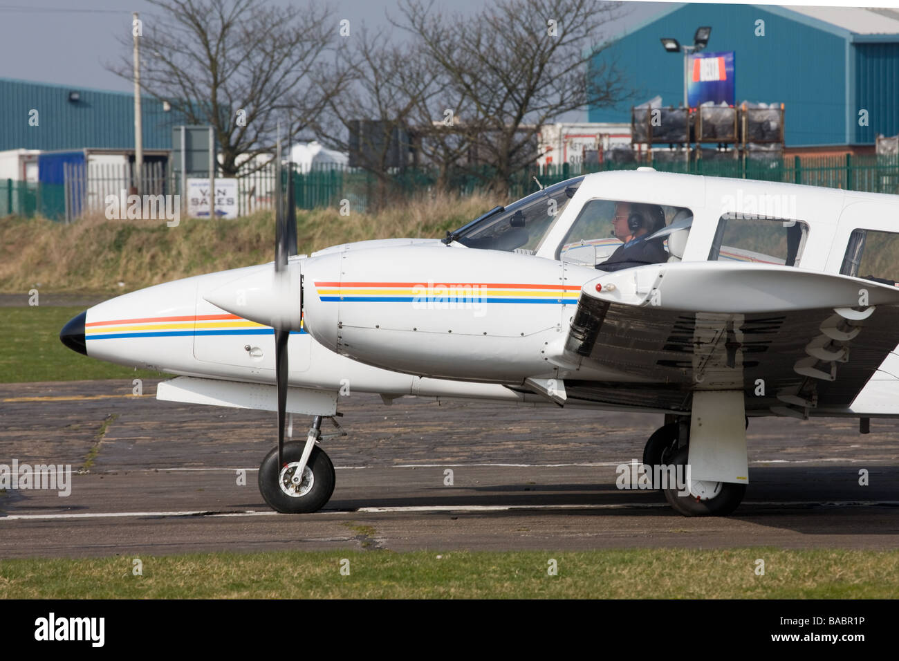 Piper PA-34-200T Seneca 11 G-BPXX close-up of aircraft lining up to ...