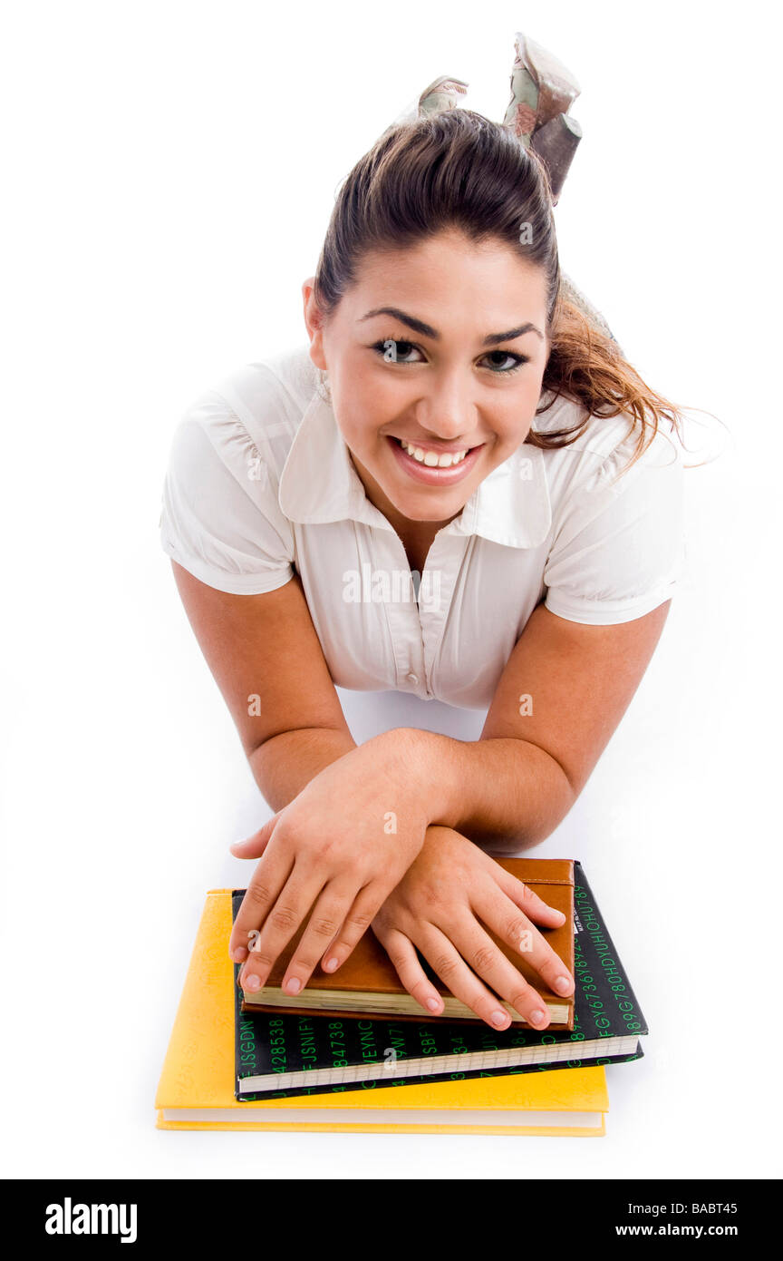 laying student with books Stock Photo - Alamy
