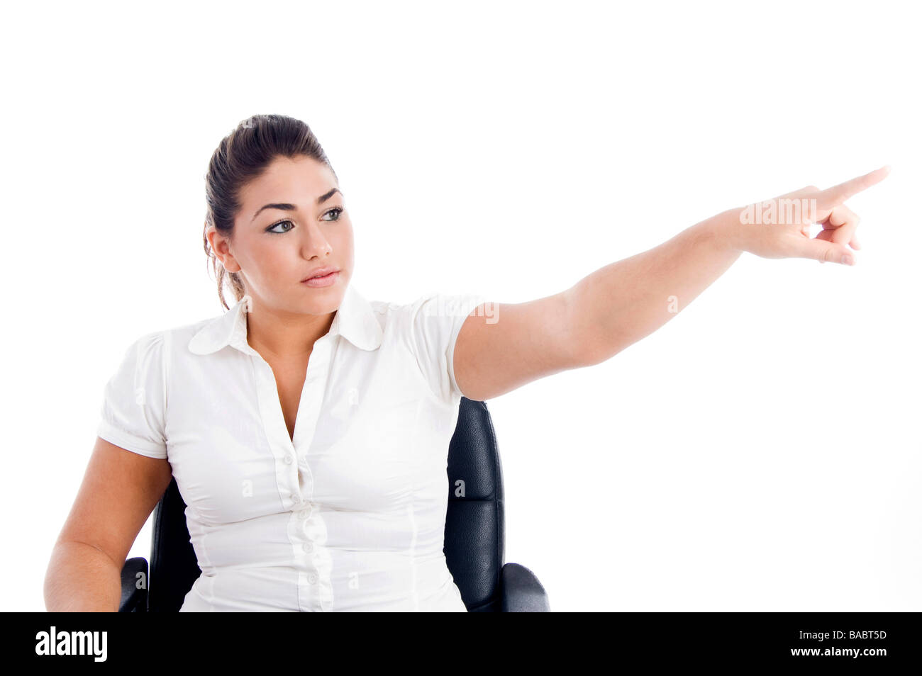 portrait of pointing female Stock Photo - Alamy