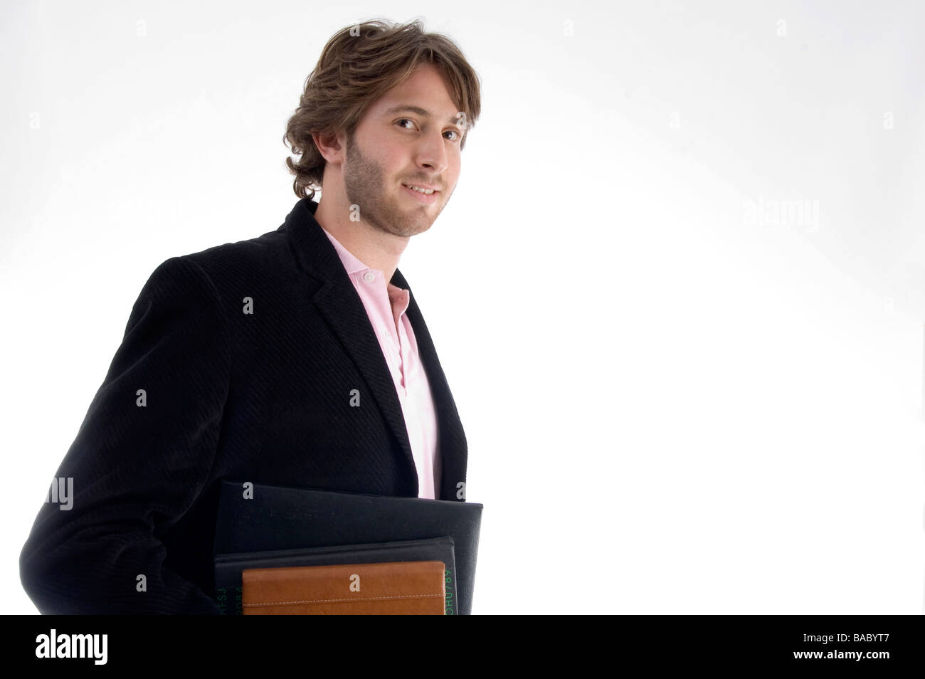 handsome man holding files Stock Photo - Alamy