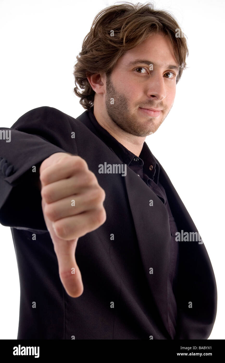 man showing disapproval sign Stock Photo - Alamy