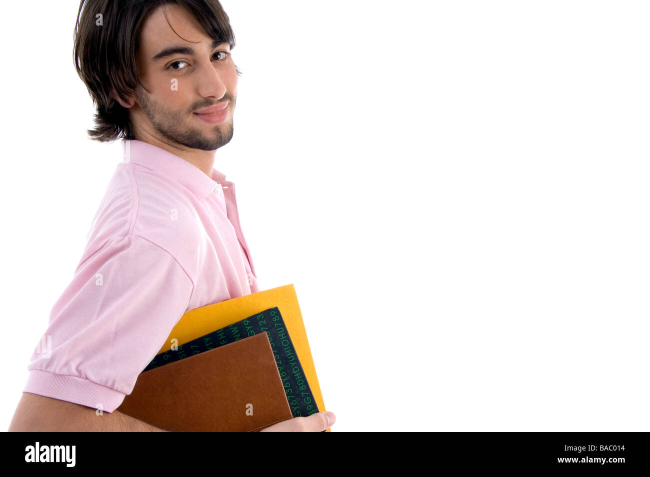 side pose of student with books Stock Photo - Alamy